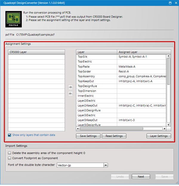Quadcept DesignConverter - Converting data from CR-5000 Board Designer